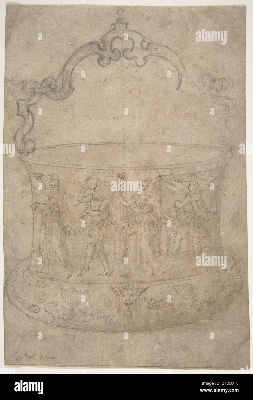 Design for a Bucket-Like Vessel with a Handle of Strapwork, on a Body ...