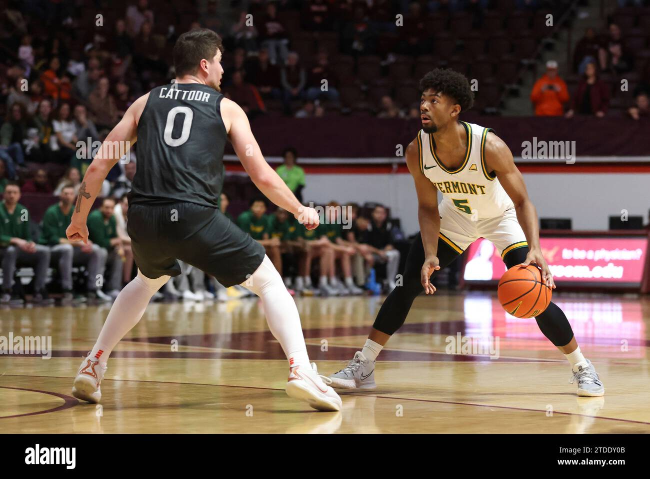 December 16, 2023: Vermont Catamounts guard Brenton Mills (5) controls ...