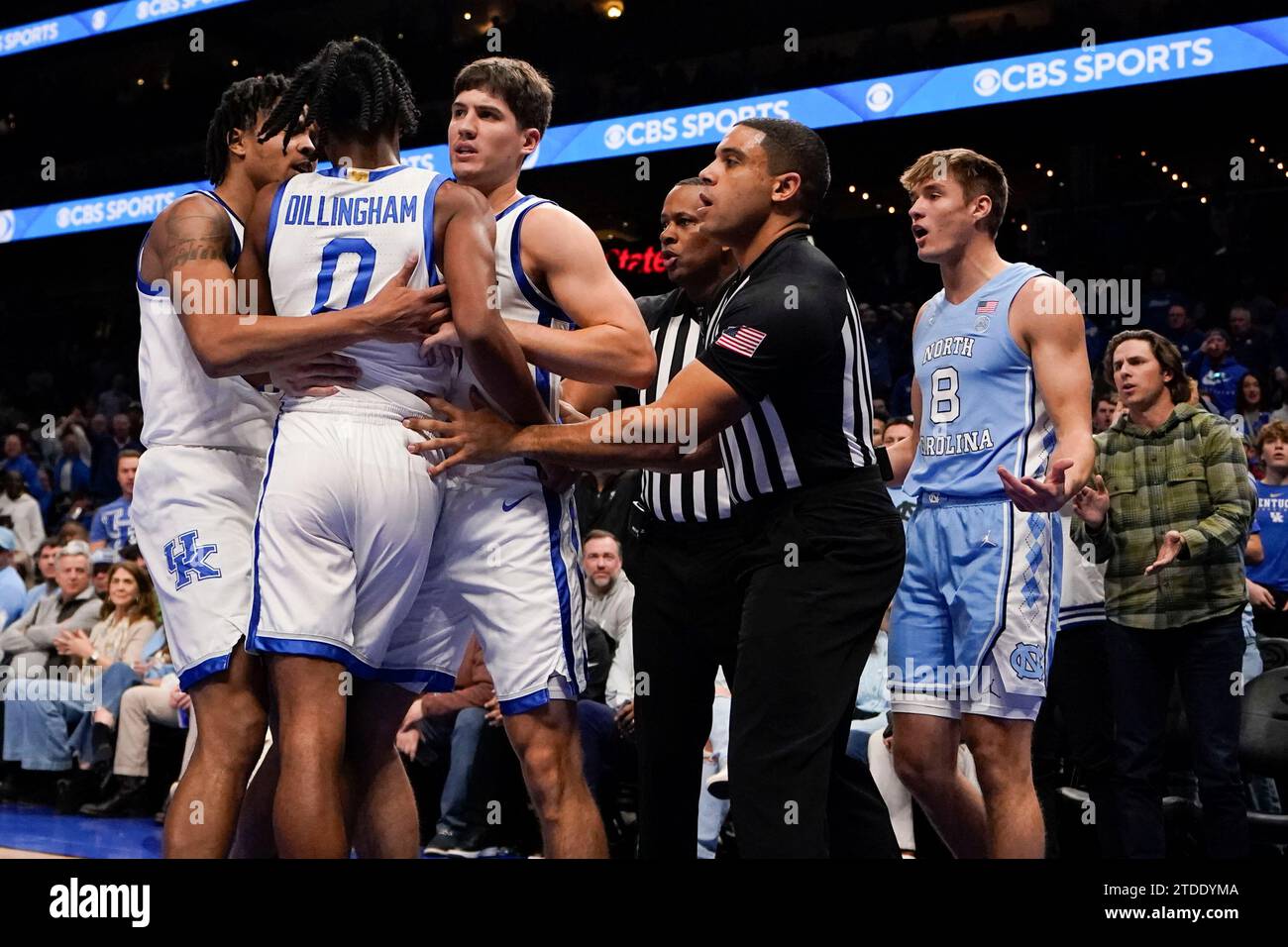 Kentucky guard Rob Dillingham (0) moves toward North Carolina guard ...