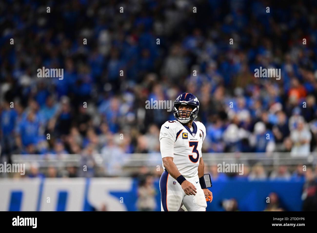 Denver Broncos quarterback Russell Wilson walks off the field during ...