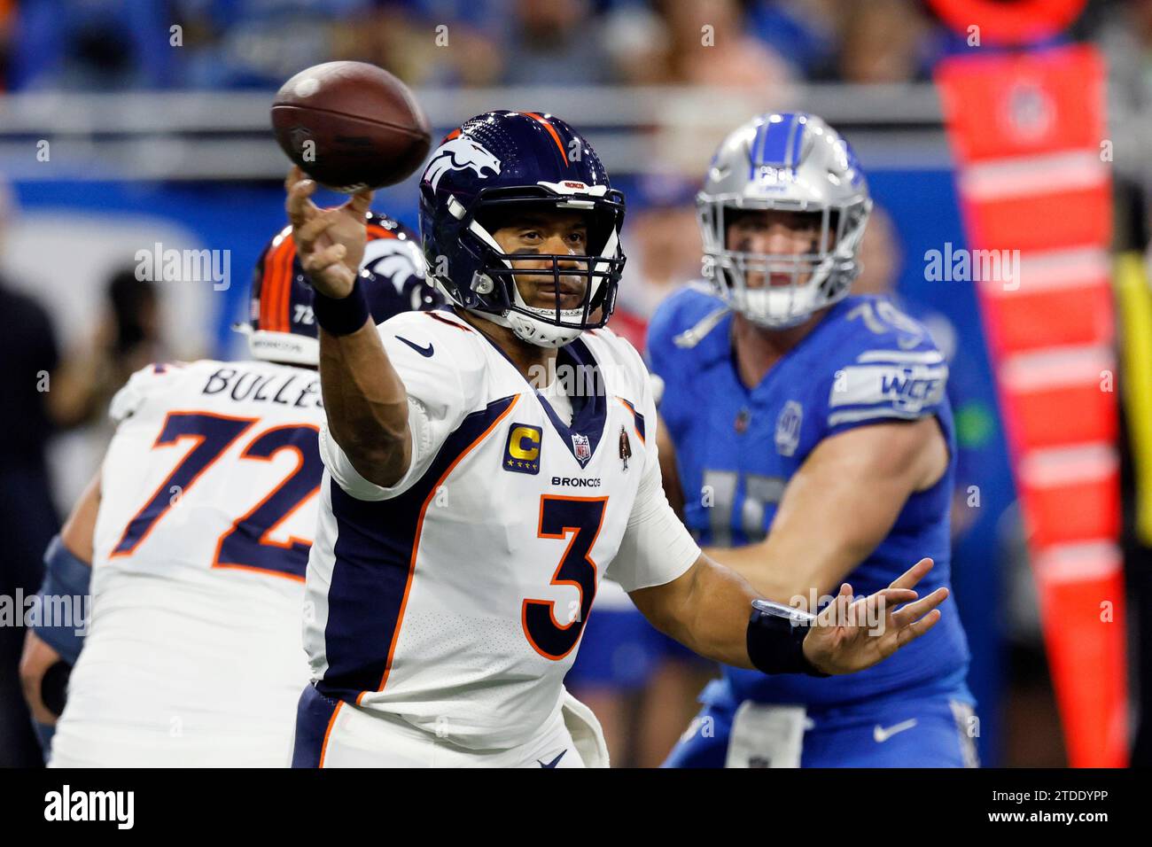 Denver Broncos quarterback Russell Wilson throws during the first half ...