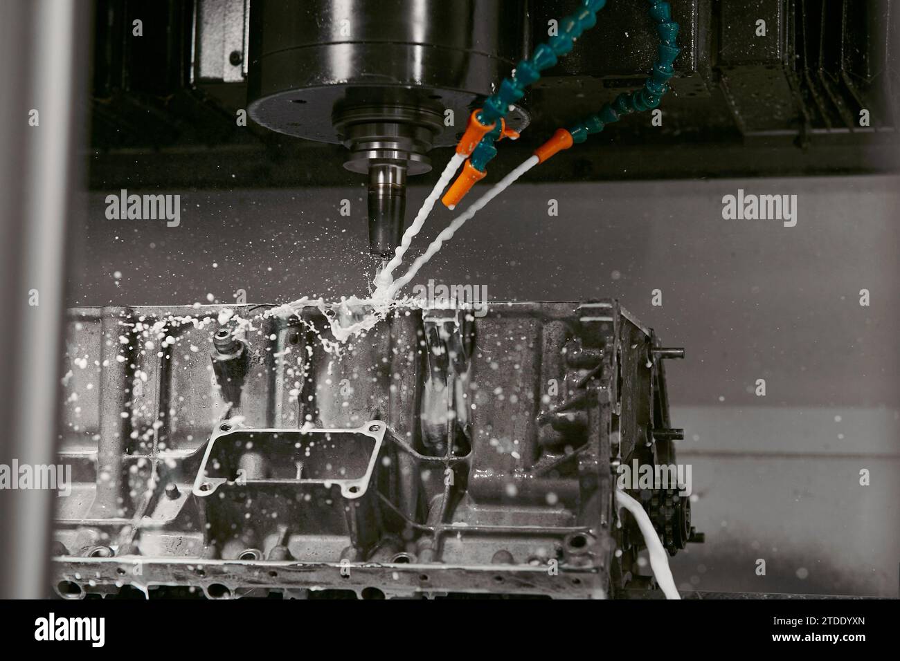 Metalworking CNC lathe milling machine. Cutting metal modern processing ...