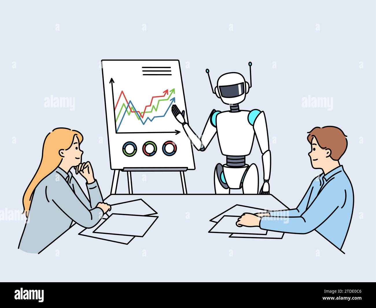 Artificial intelligence robot speaks to people in corporate boardroom ...