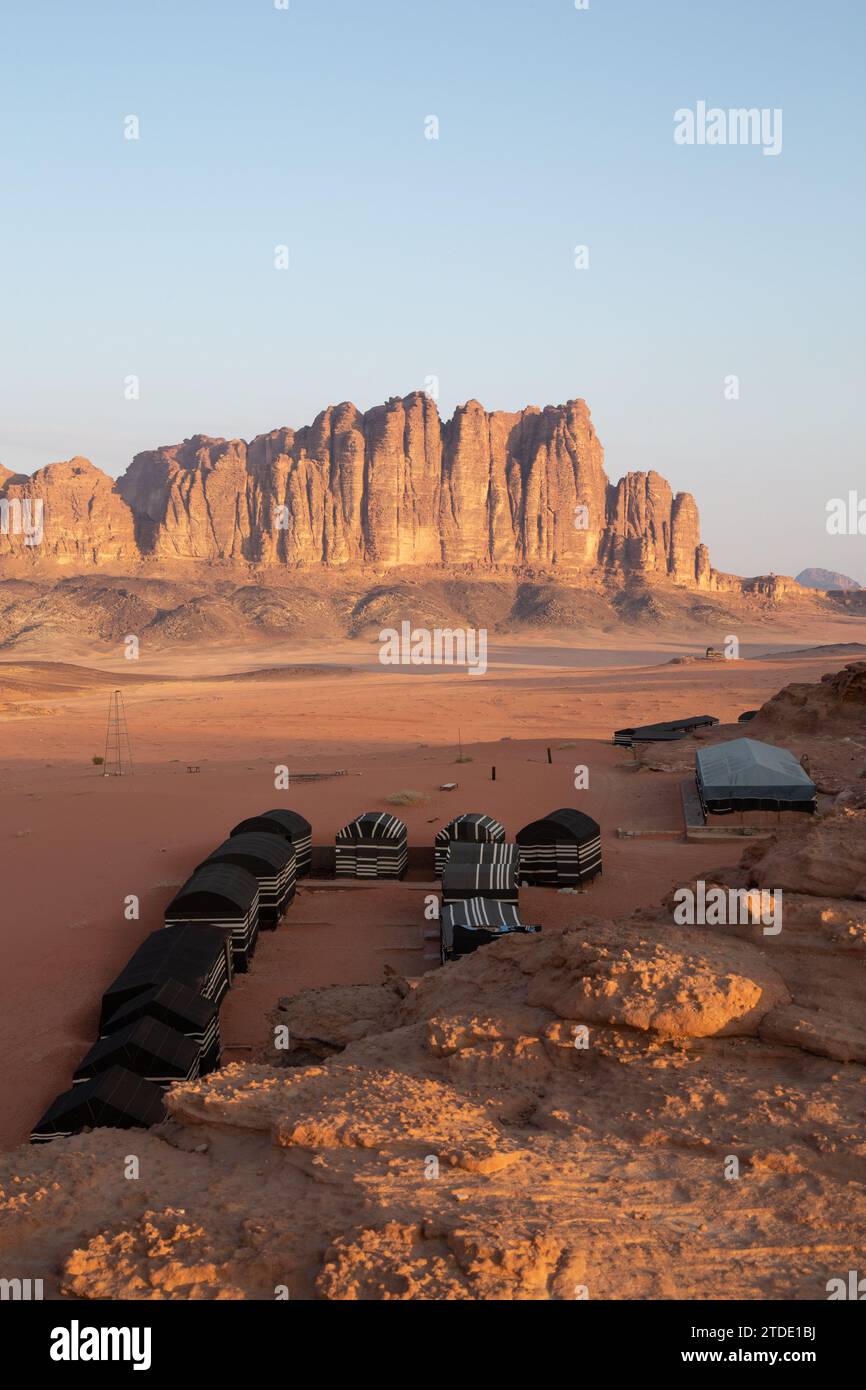 Small camping place nested in Wadi Rum desert, Jordan Stock Photo - Alamy