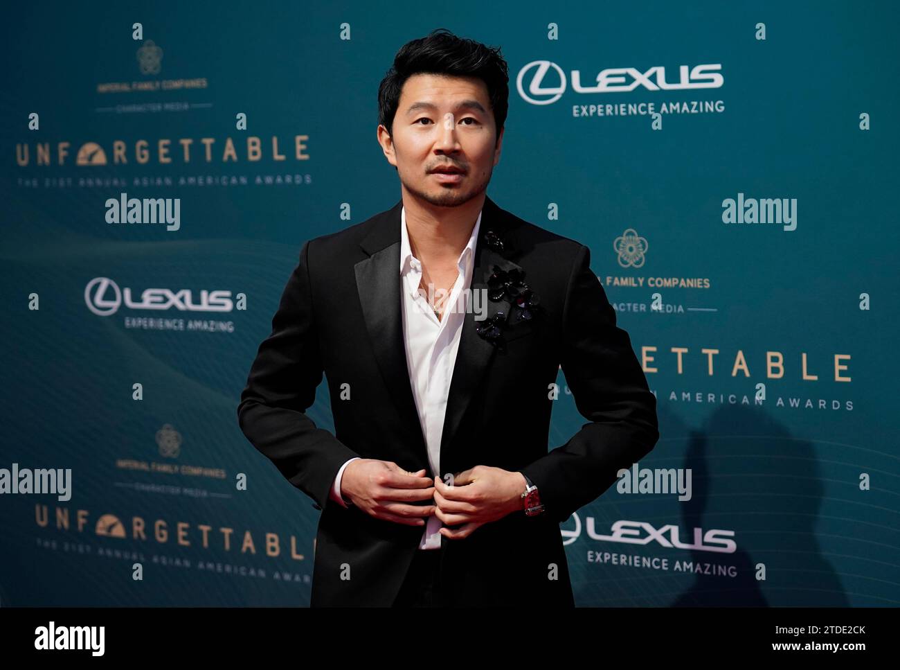 Simu Liu poses at the 21st Annual Asian American Awards at the Beverly ...
