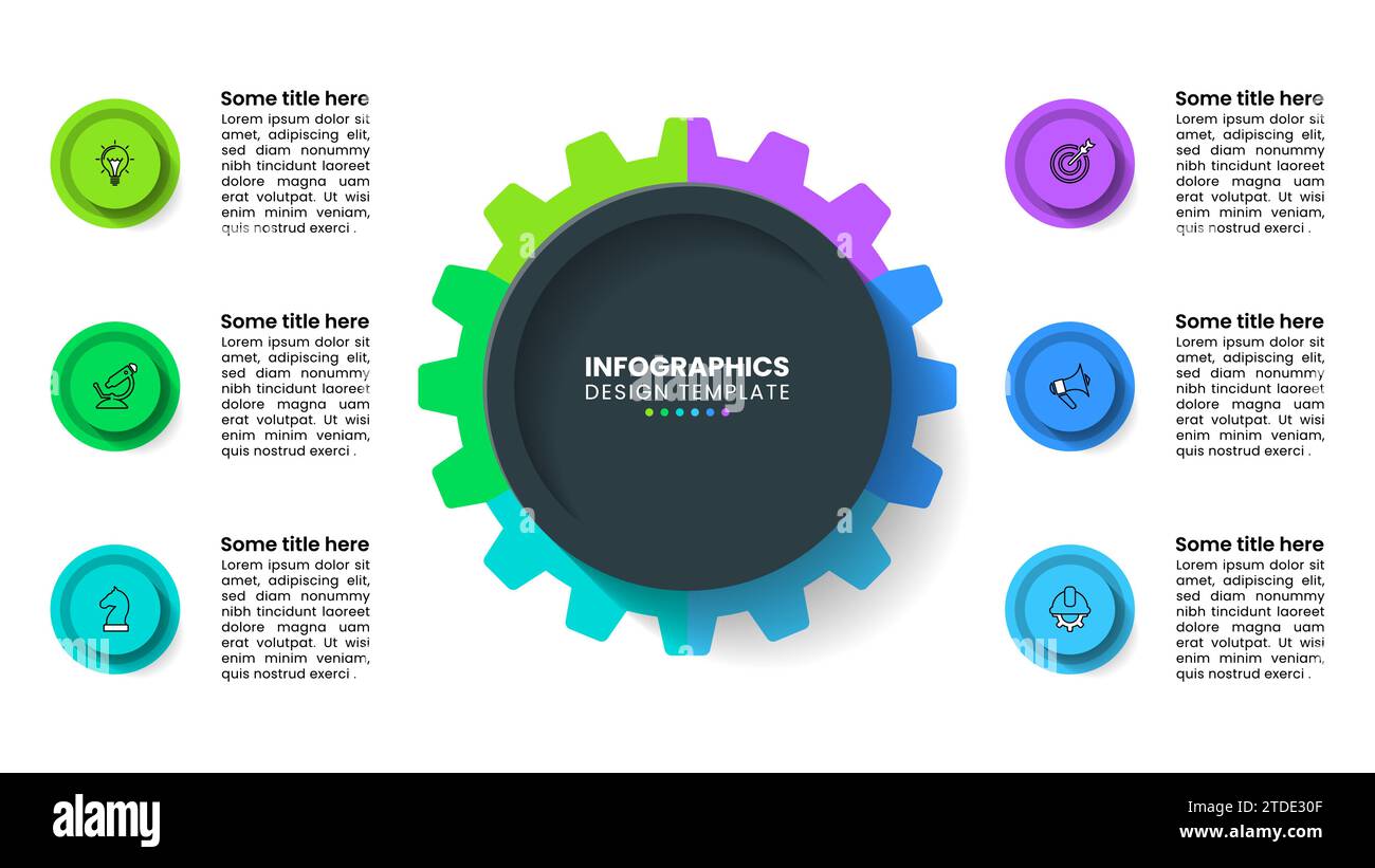 Infographic template with icons and 6 options or steps. Gear. Can be ...