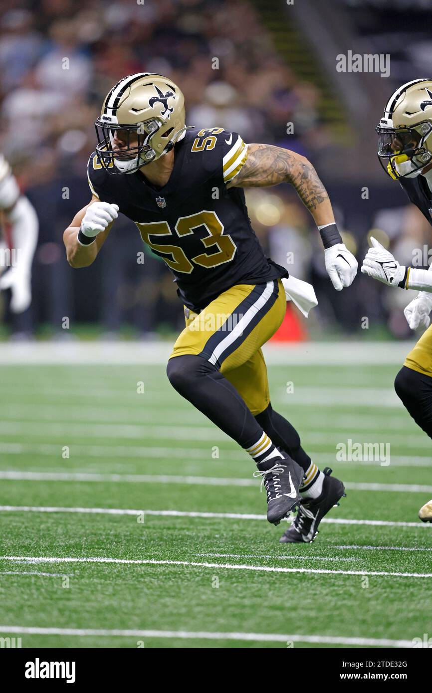 New Orleans Saints linebacker Zack Baun (53) during an NFL football ...
