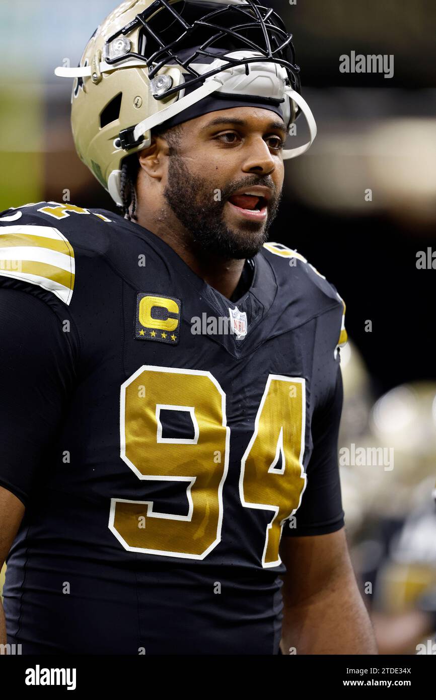 New Orleans Saints defensive end Cameron Jordan (94) reacts during an ...