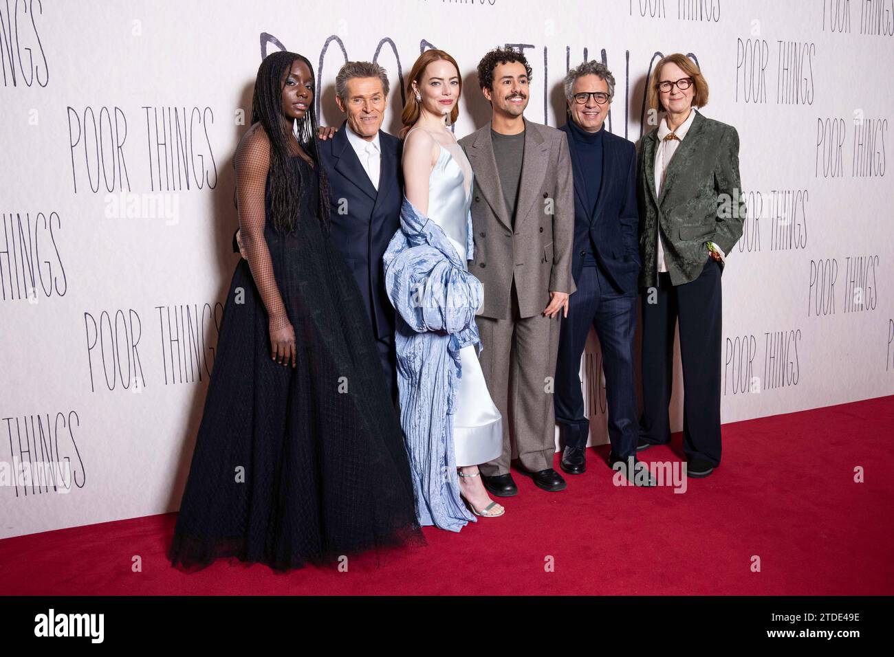 Suzy Bemba, from left, Willem Dafoe, Emma Stone, Ramy Youssef, Mark Ruffalo and Vicki Pepperdine ...