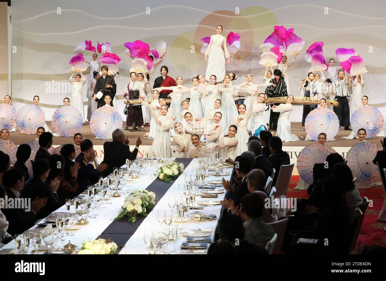 Japanese high school dancers perform at the gala dinner for the 50th ...