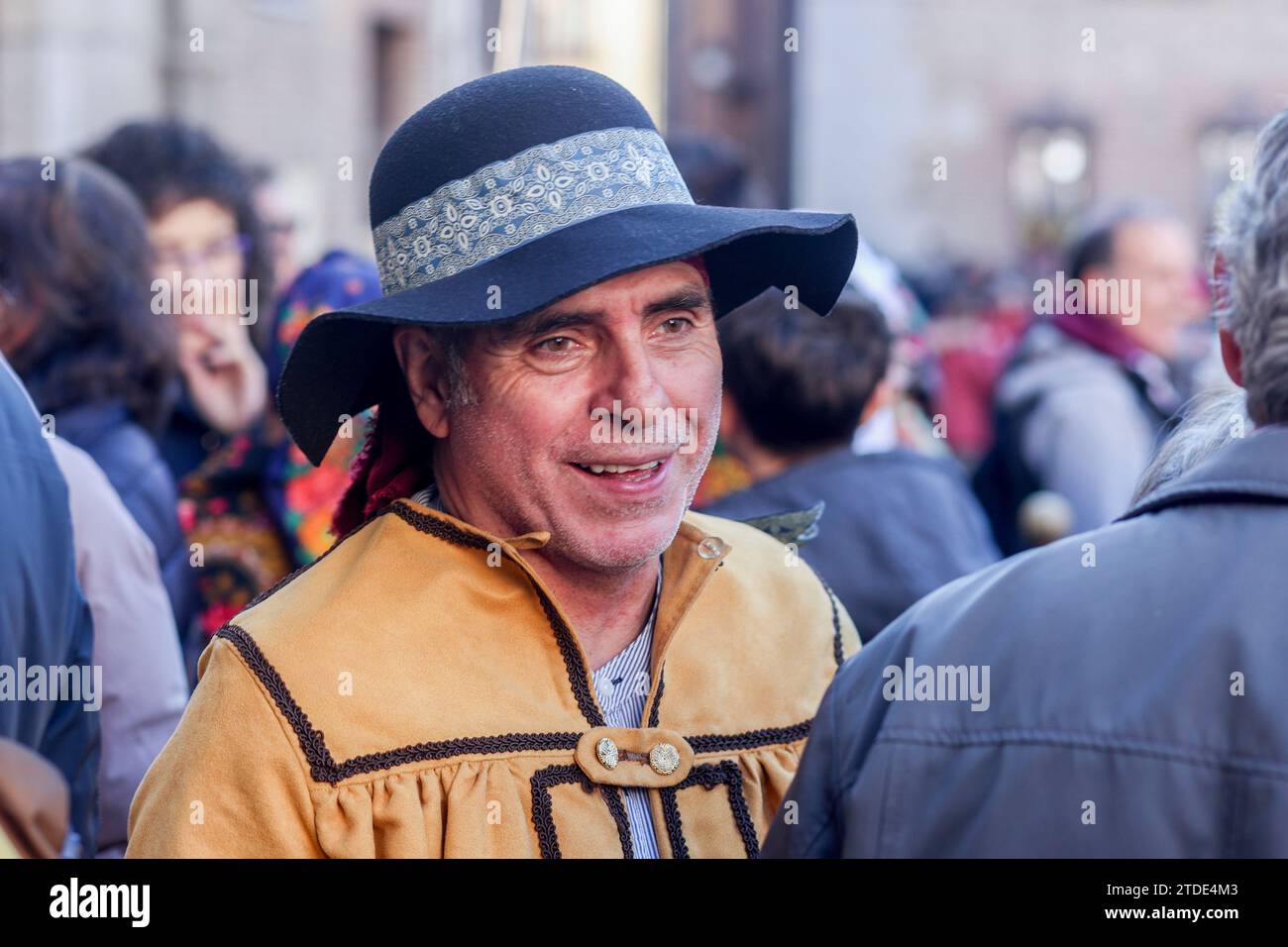 A man dressed in a regional costume during a musical parade from Plaza ...