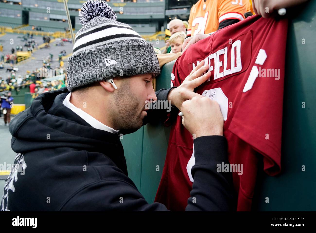 Tampa Bay Buccaneers quarterback Baker Mayfield signs an autograph ...