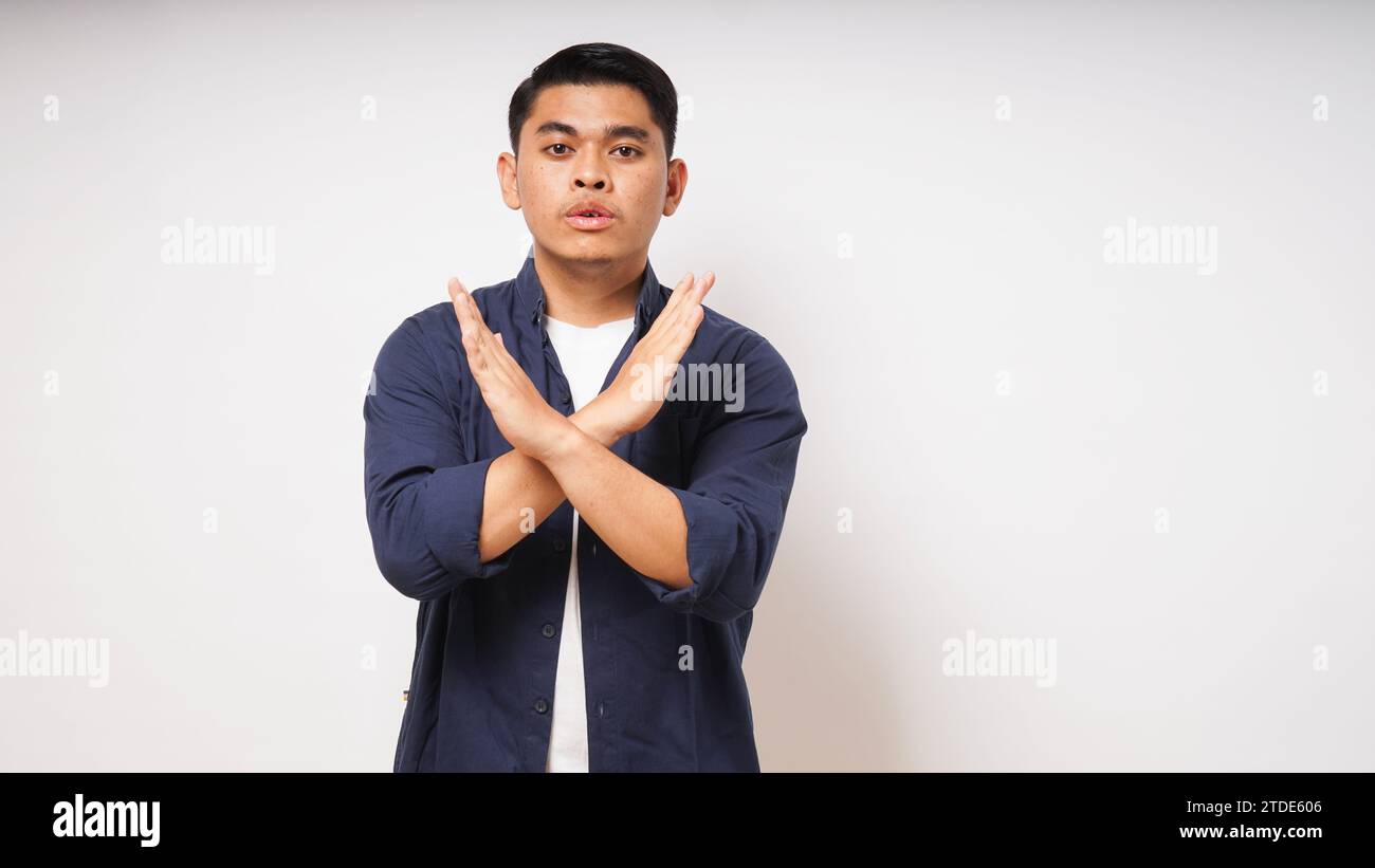 asian man is using sign language with hand. learn sign language by hand ...