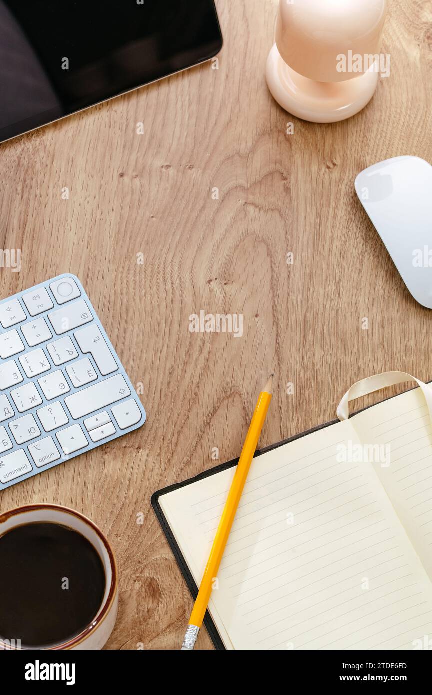 workplace, keyboard, tablet, computer mouse Stock Photo - Alamy