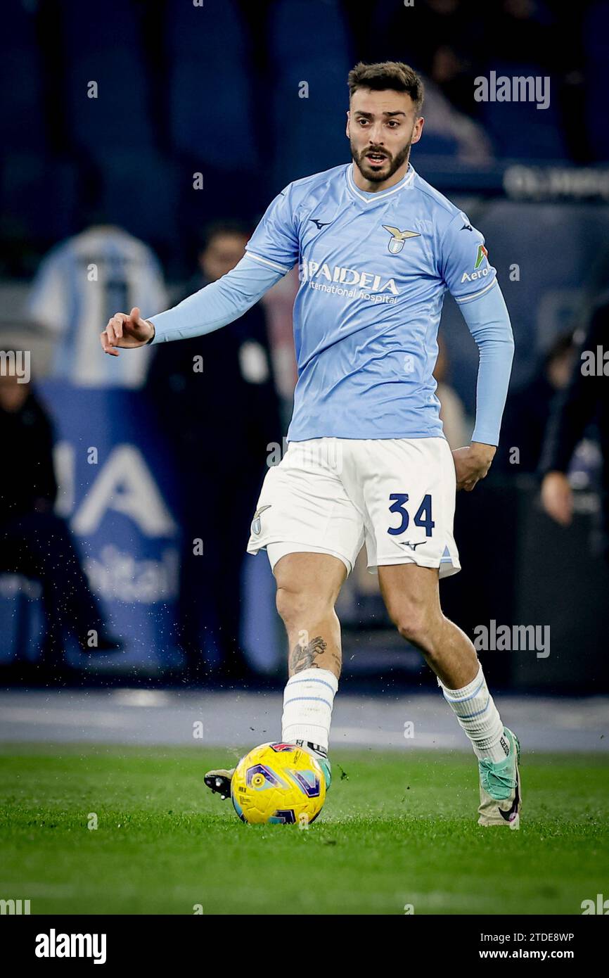 Lazio’s Spanish defender Mario Gila controls the ball during the Serie A football match SS Lazio ...