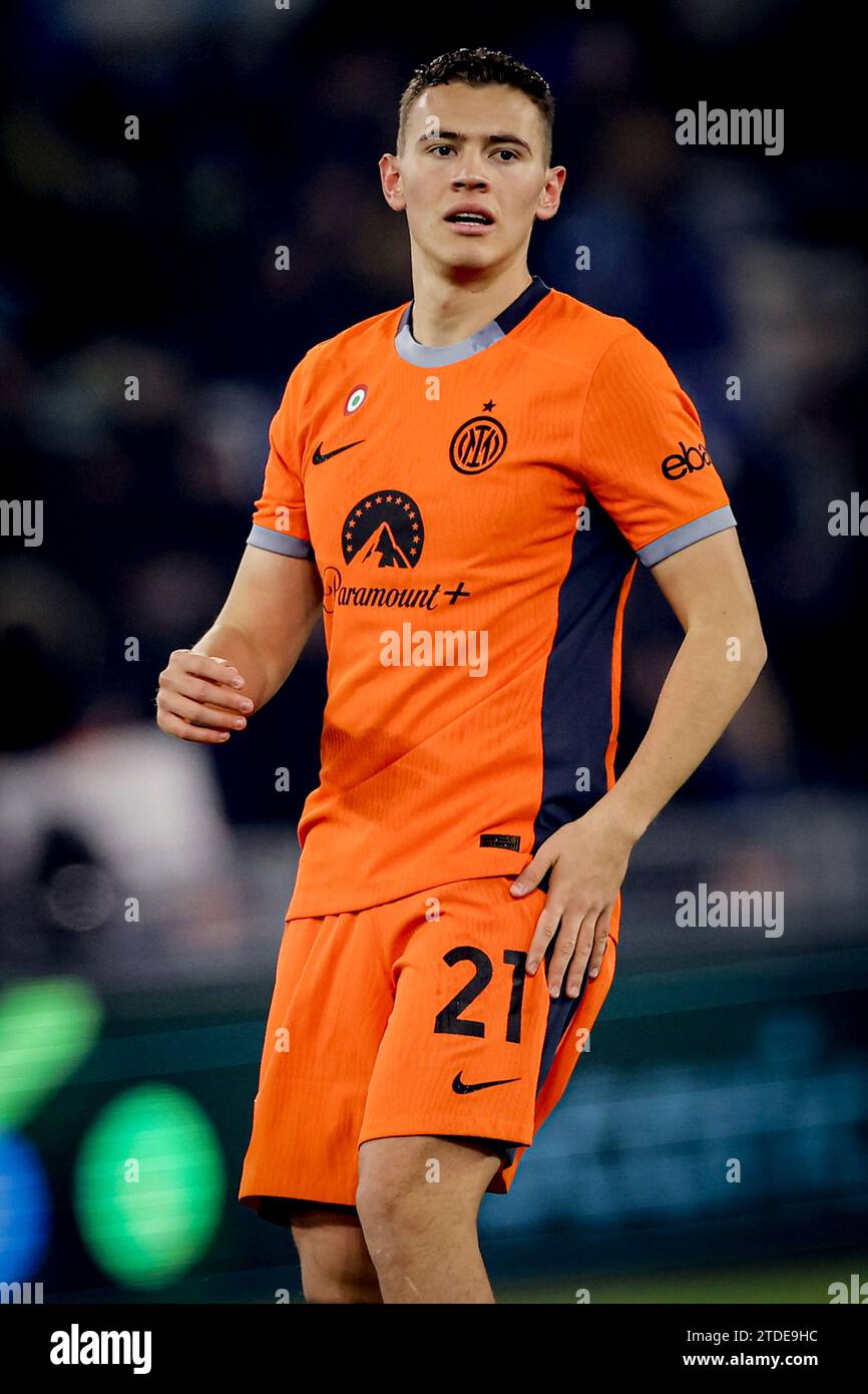 Inter’s Albanian midfielder Kristjan Asllani looks during the Serie A ...