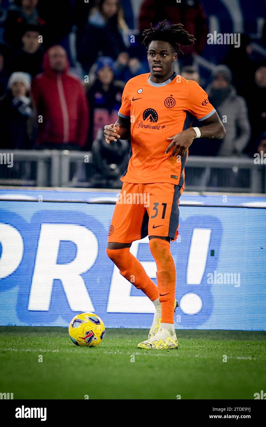 Inter’s German defender Yann Aurel Bisseck controls the ball during the ...