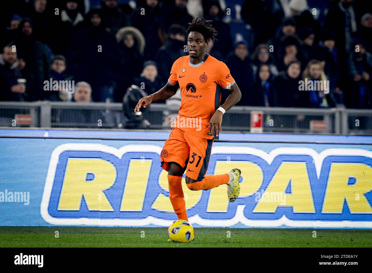 Inter’s German defender Yann Aurel Bisseck controls the ball during the ...