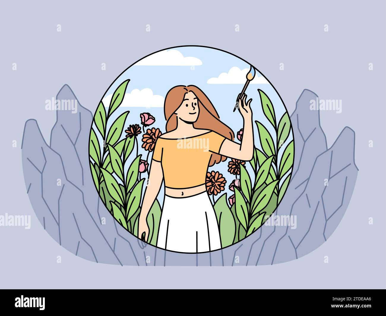 Creating garden private Stock Vector Images - Alamy