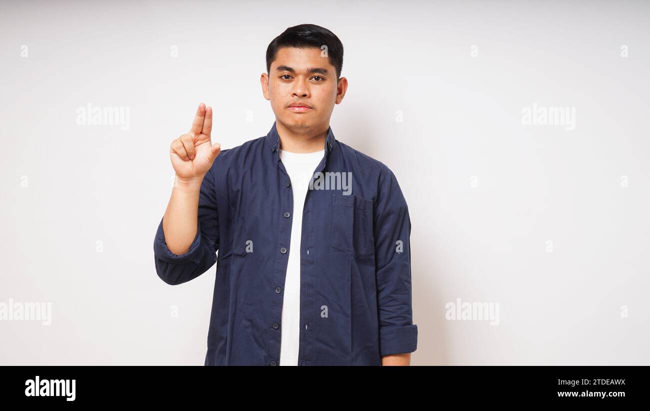 asian man is using sign language with hand. learn sign language by hand ...