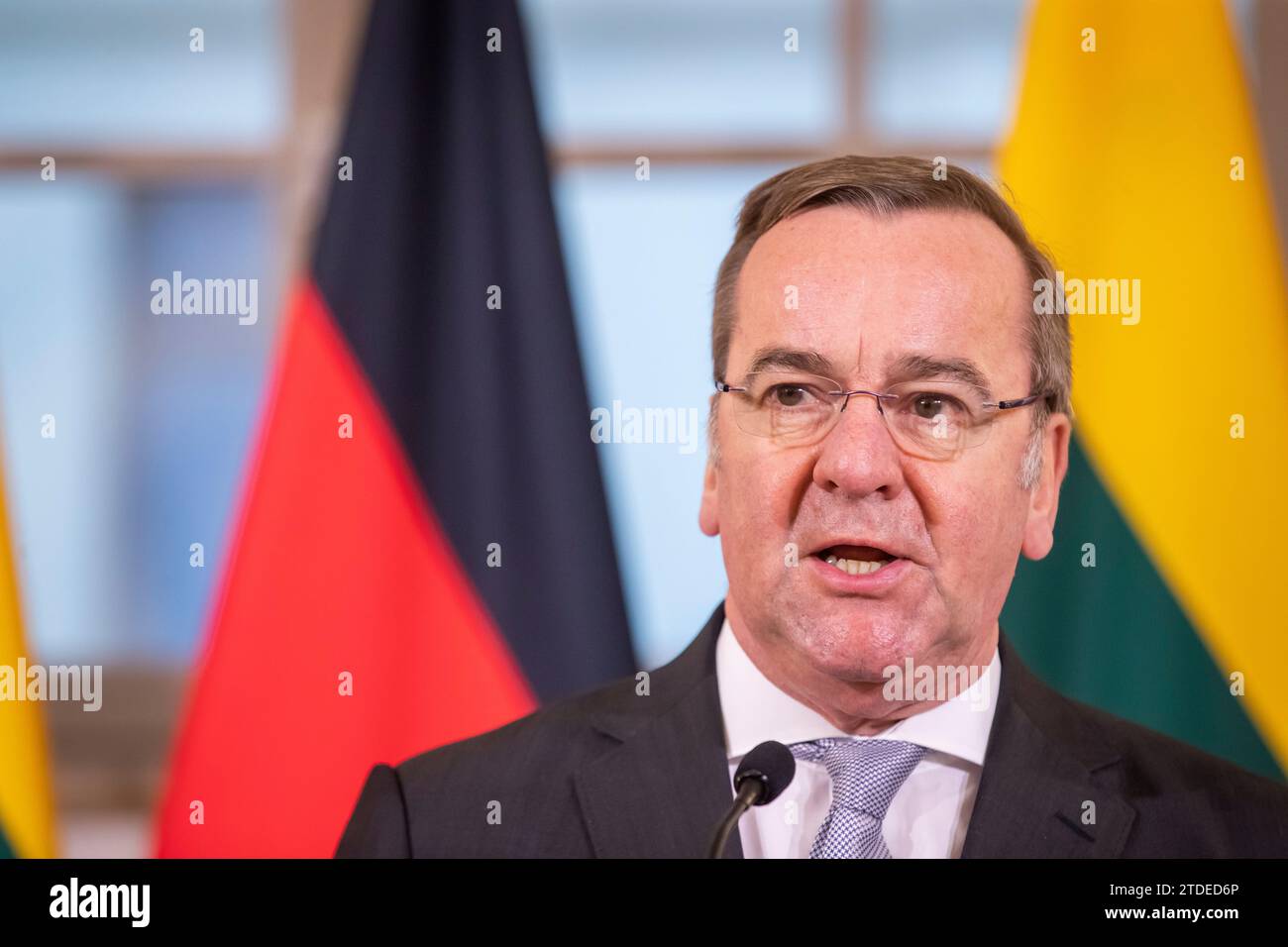 German Defense Minister Boris Pistorius speaks during a joint press ...