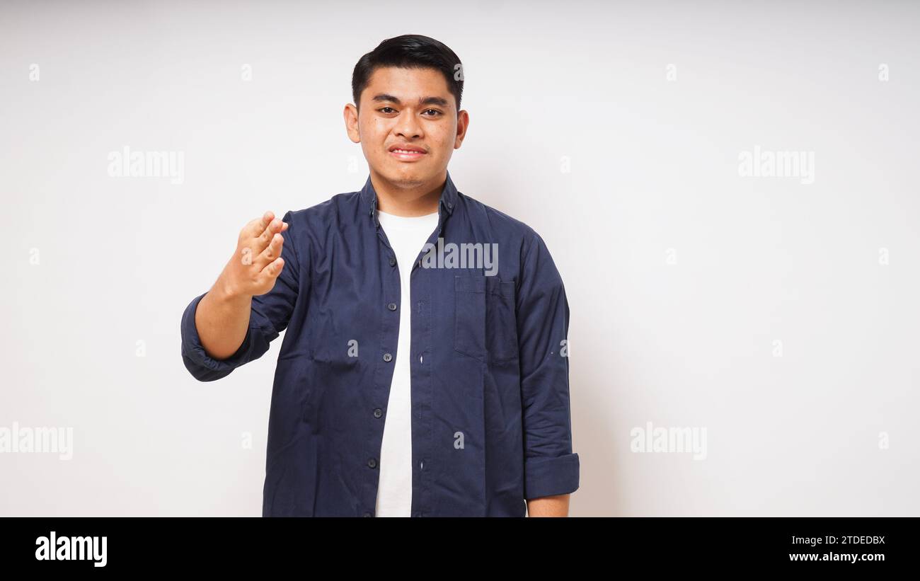 asian man is using sign language with hand. learn sign language by hand ...