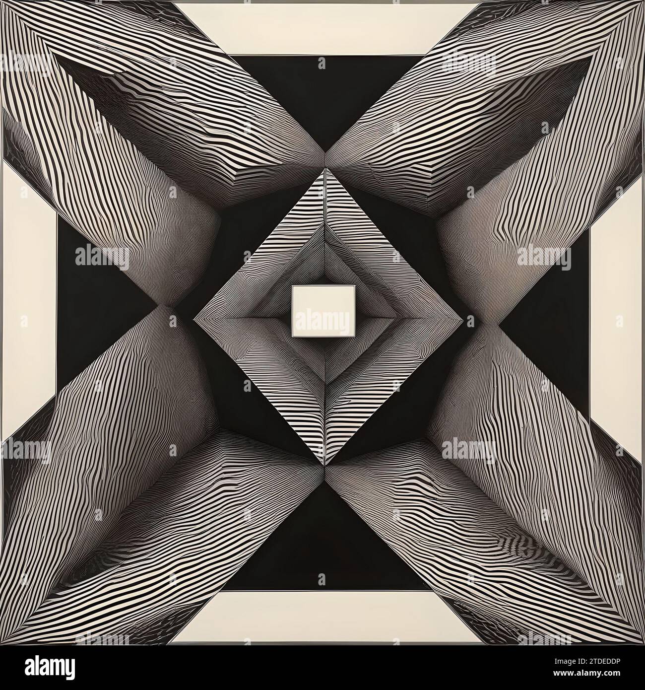 Monochrome abstract geometric shapes forming an optical illusion Stock ...