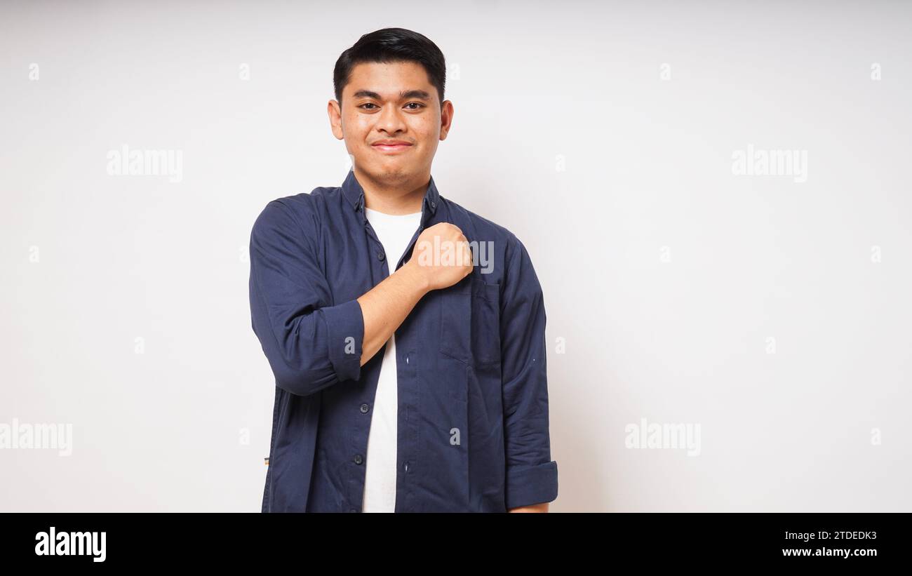 asian man is using sign language with hand. learn sign language by hand ...