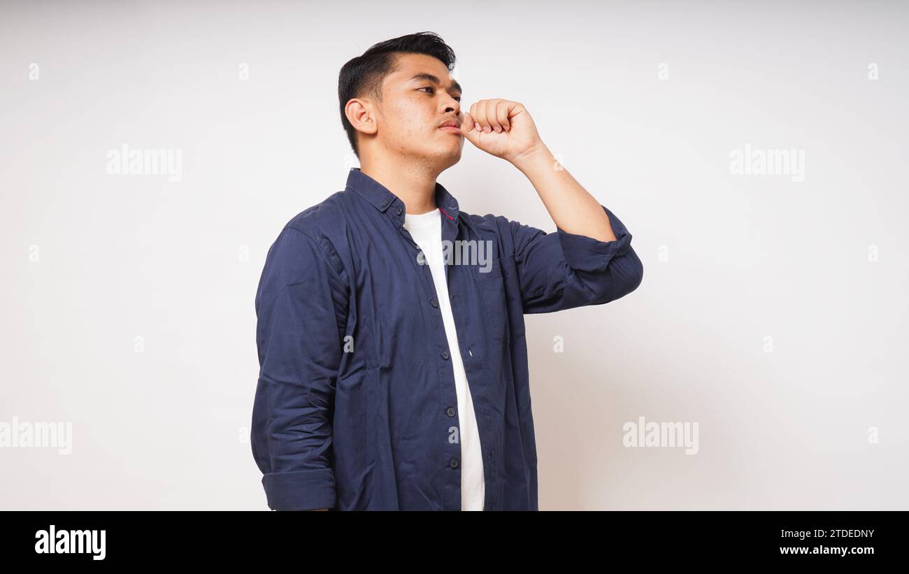 asian man is using sign language with hand. learn sign language by hand ...