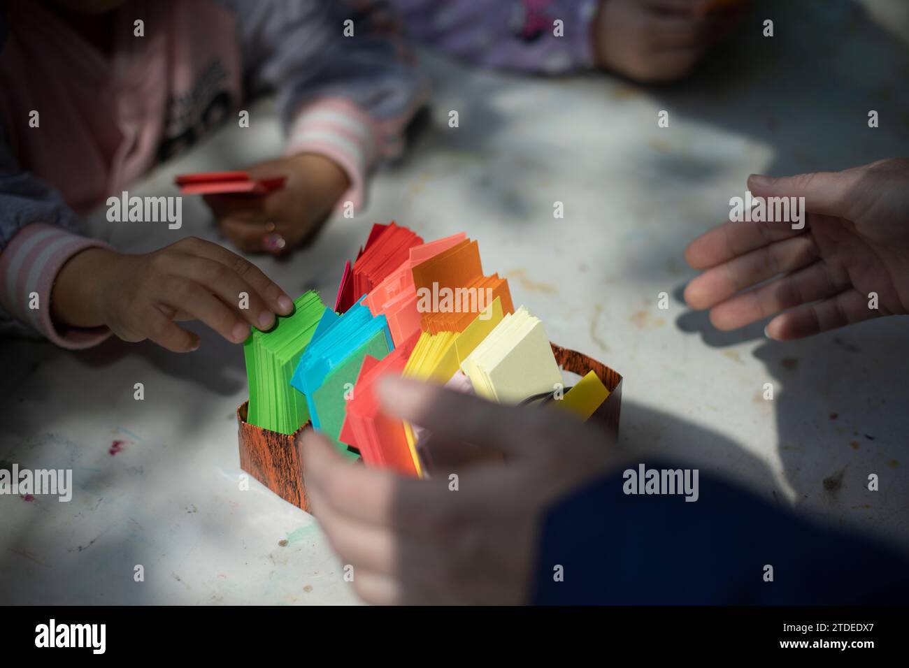 Colored paper for children's creativity. Lesson for children Stock ...