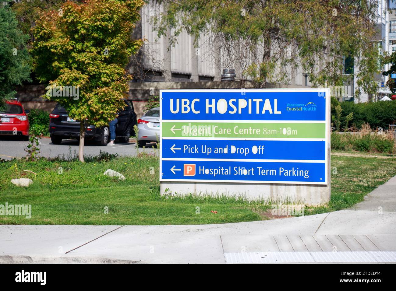 Vancouver, Canada - September 3, 2021: View of UBC Hospital directional ...