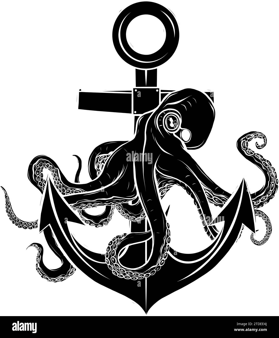 Drawings Of Anchors With Octopus Vector Illustration Anchor And