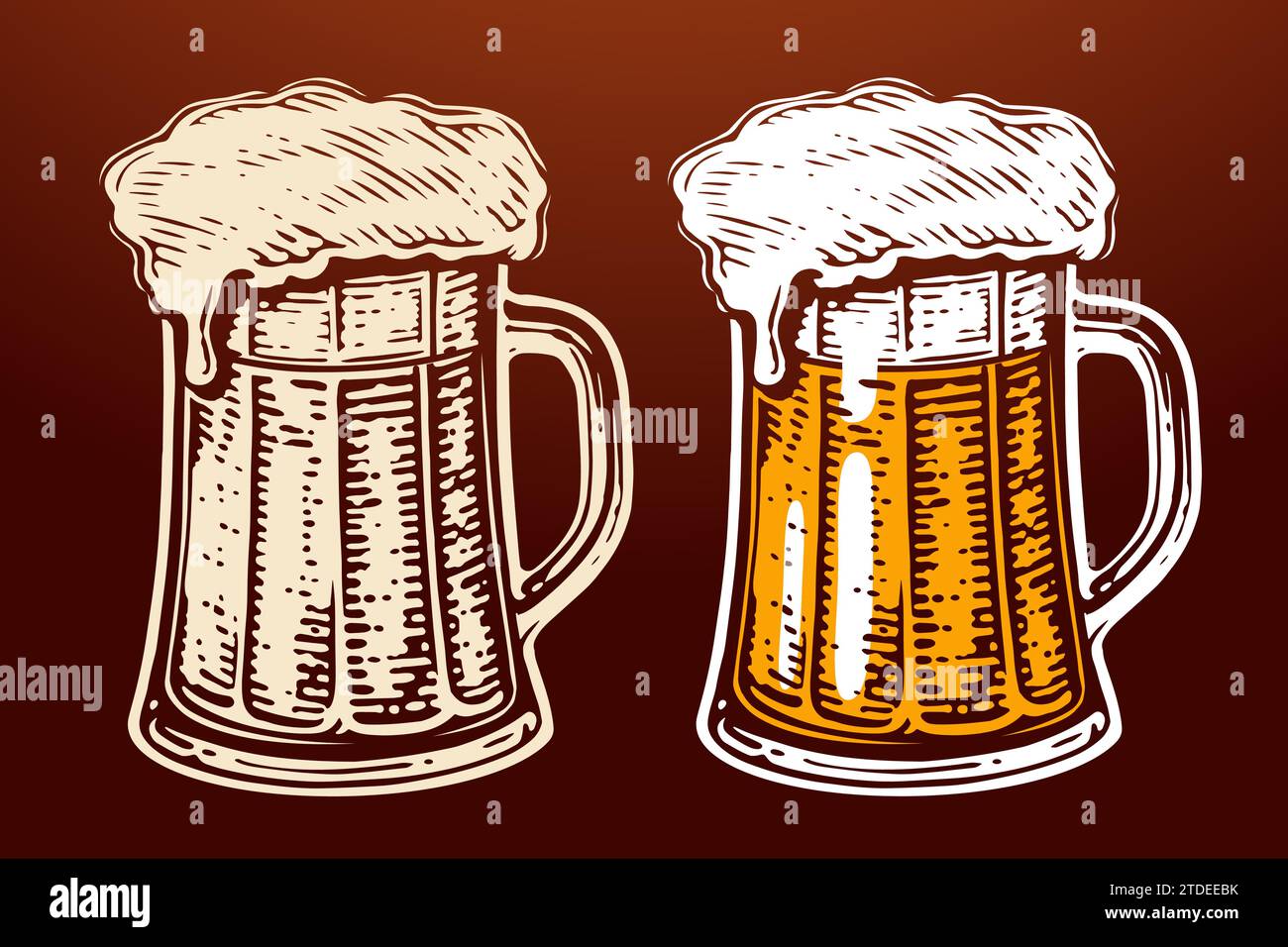 Large glass mug of foamy craft beer with handle. Alcohol drinks. Vector ...