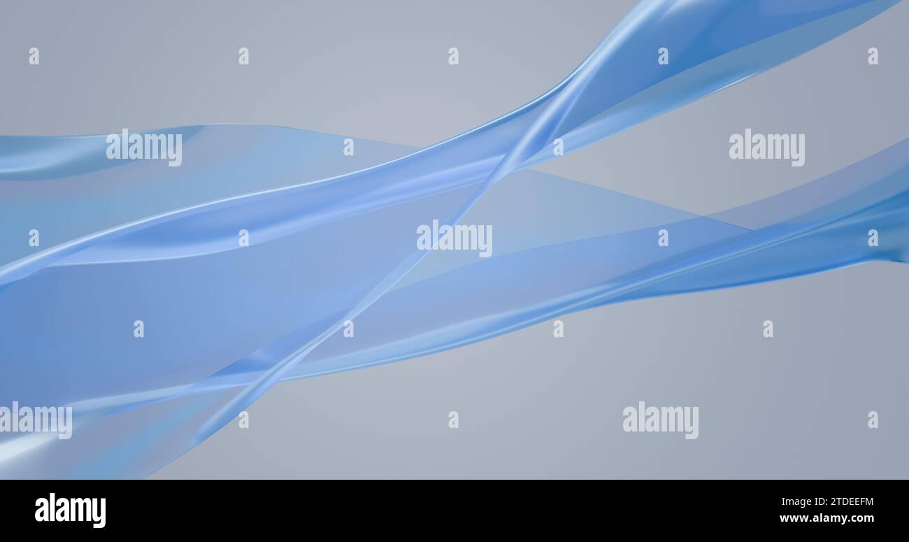 Abstract background with smooth blue glass waves with copy space. 3d ...