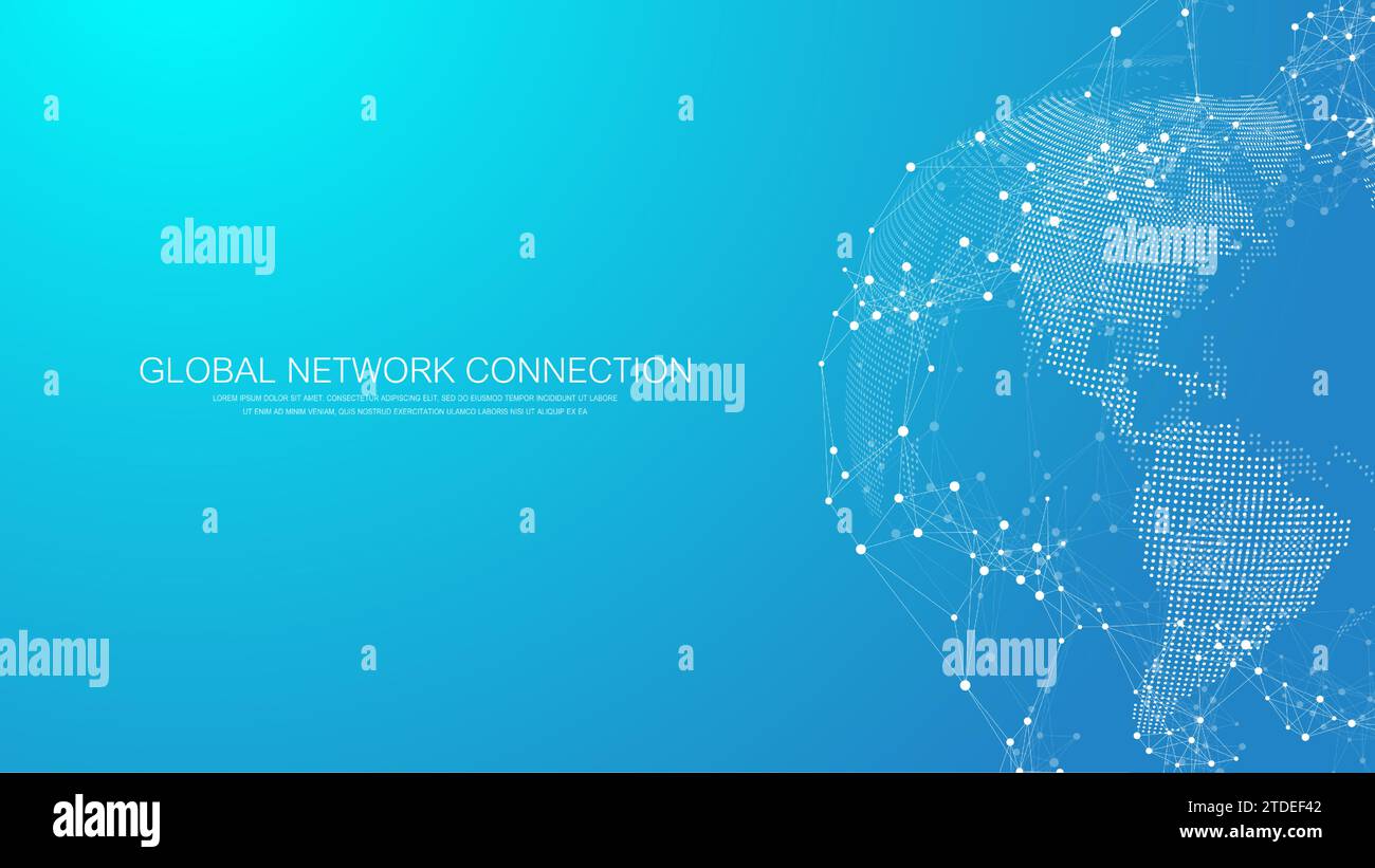 Global network connection banner design template. Header social network ...