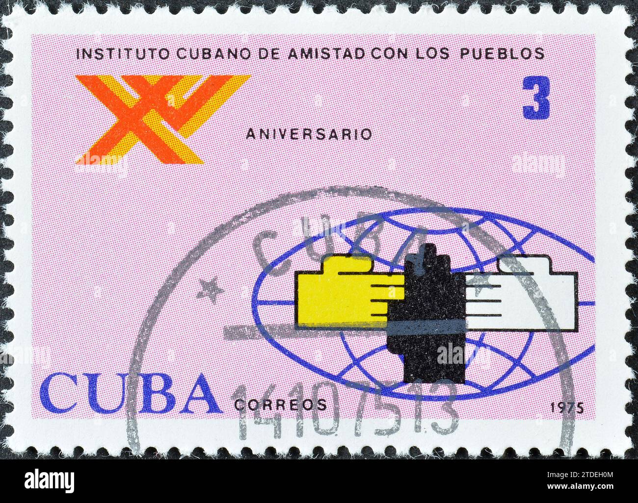 Cancelled postage stamp printed by Cuba, that celebrates 15th ...