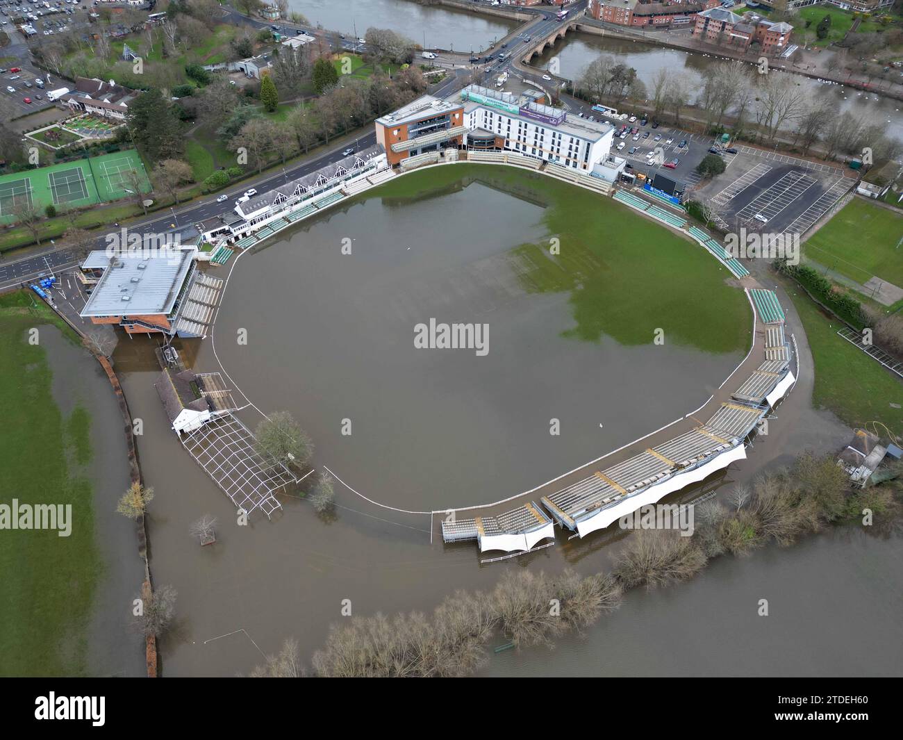 Flooding remains at New Road, home to Worcestershire Cricket Club ...