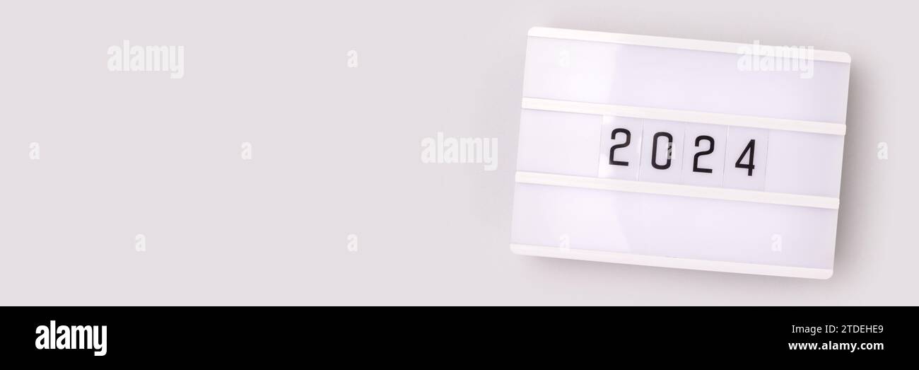 Banner with 2024 numbers on a gray background. New Year minimal ...