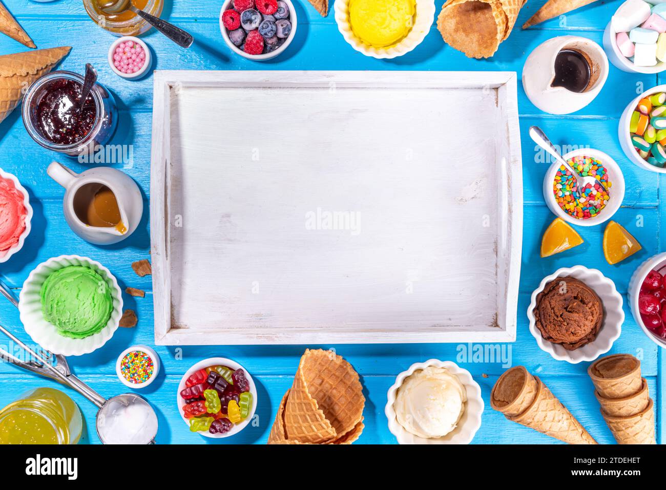 Ice cream festival background, Summer ice cream buffet with various ...