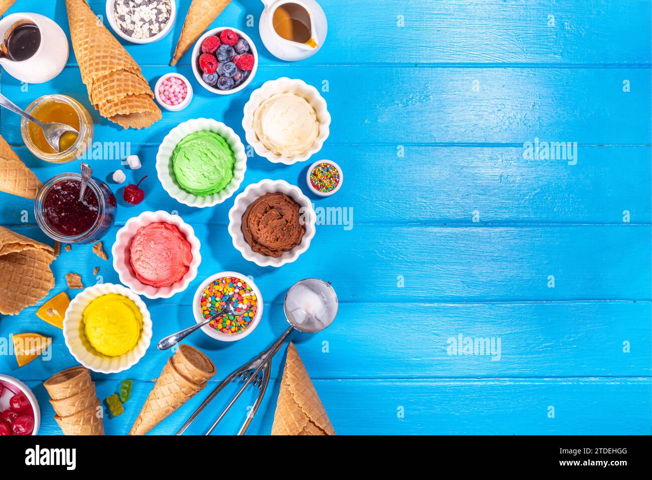 Ice cream festival background, Summer ice cream buffet with various ...