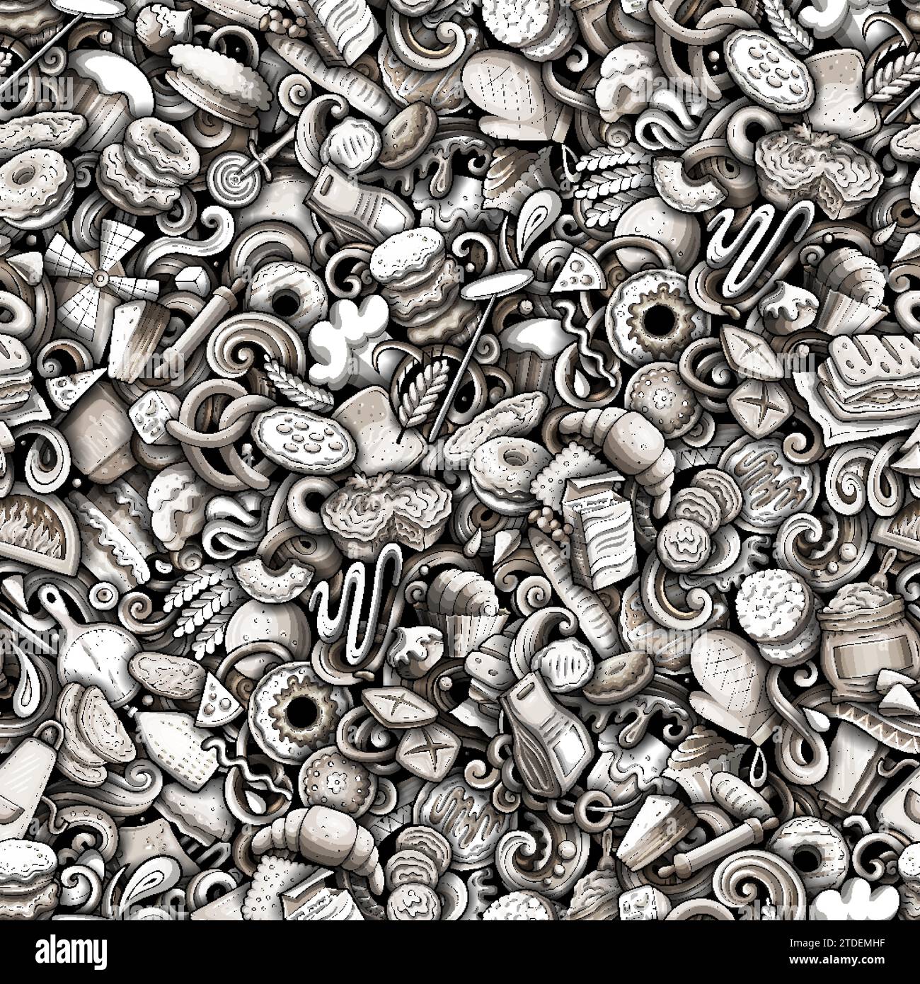 Cartoon doodles Bakery seamless pattern Stock Vector Image & Art - Alamy