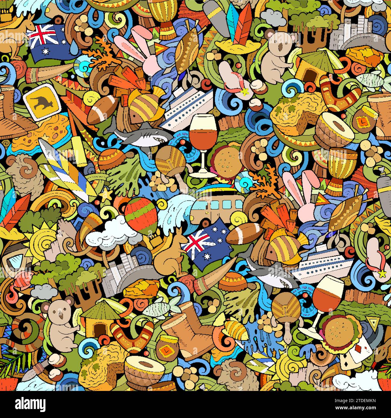 Cartoon doodles Australia seamless pattern Stock Vector Image & Art - Alamy