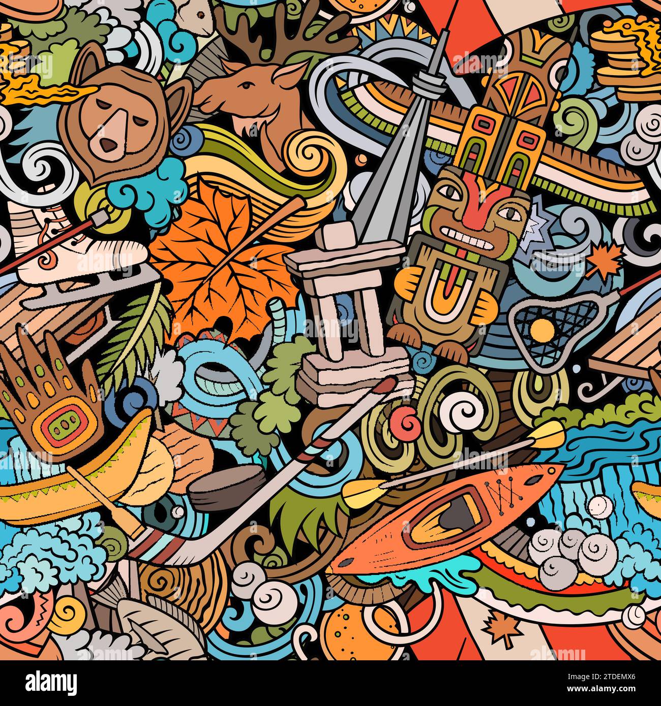 Cartoon doodles Canada seamless pattern Stock Vector Image & Art - Alamy