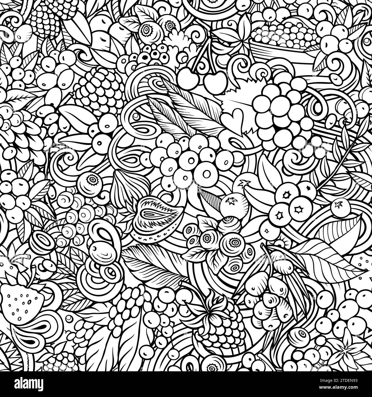 Seamless pattern raspberry fruit Black and White Stock Photos & Images ...