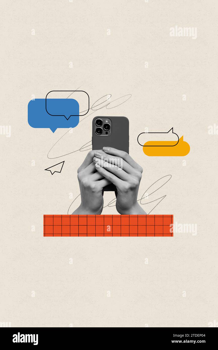 Vertical creative composite artwork photo iphone collage of arm holding ...