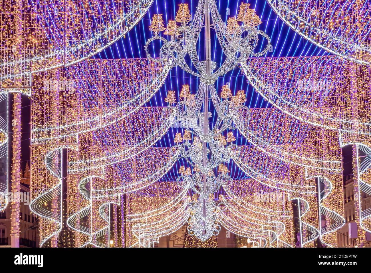 Christmas lights decoration in Seville City Hall in the shape of ...