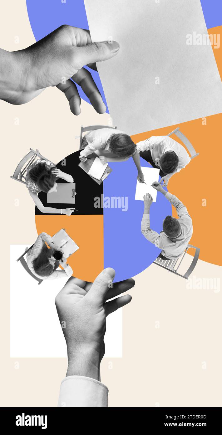 Conference. Employees, colleagues attending meeting, discussing ...