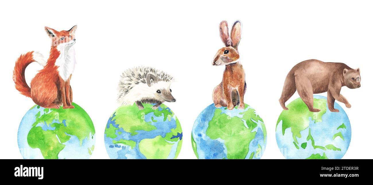 Animals in forest, Creative design world environment and earth day ...