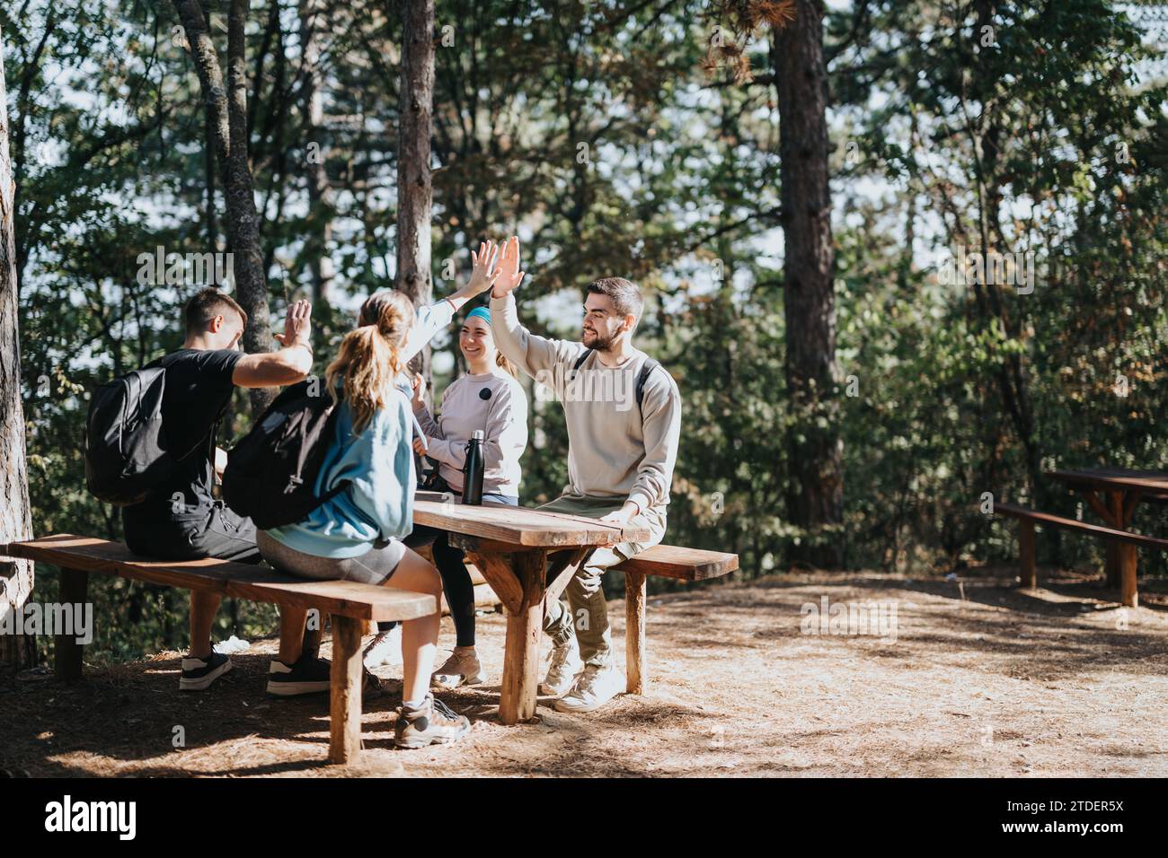 Outdoor Adventure. Hikers Enjoying a Fun Day in the Autumn Stock Photo ...