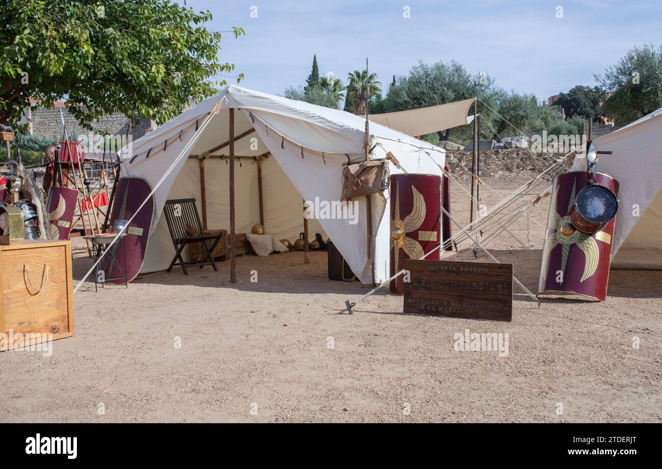 Merida, Spain - Oct 9th, 2021: Roman Legio X Equestris camp tent ...